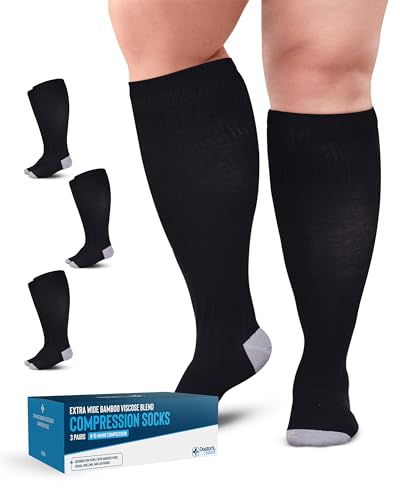 Doctor's Select 3 Pairs Plus Size Compression Socks Wide Calf - 15-20 ...