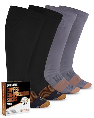 Doctor's Select Copper Plus Size Compression Socks Wide Calf - 2 Pairs ...